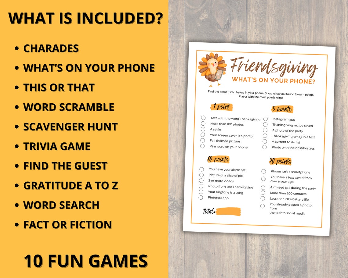 Printable Friendsgiving Game Bundle for Teens, Adults, Kids ...