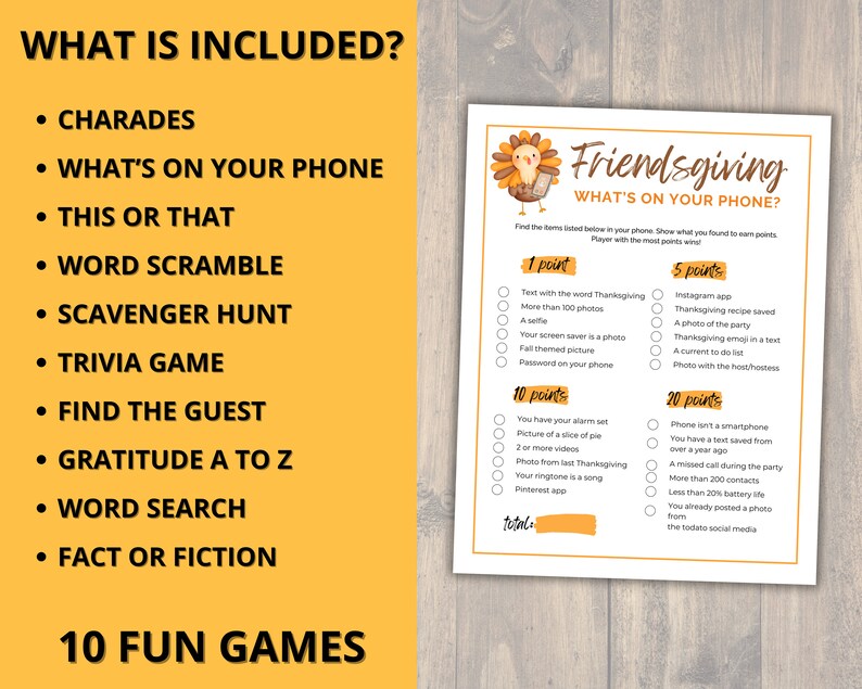 Printable Friendsgiving Game Bundle for Teens, Adults, Kids ...