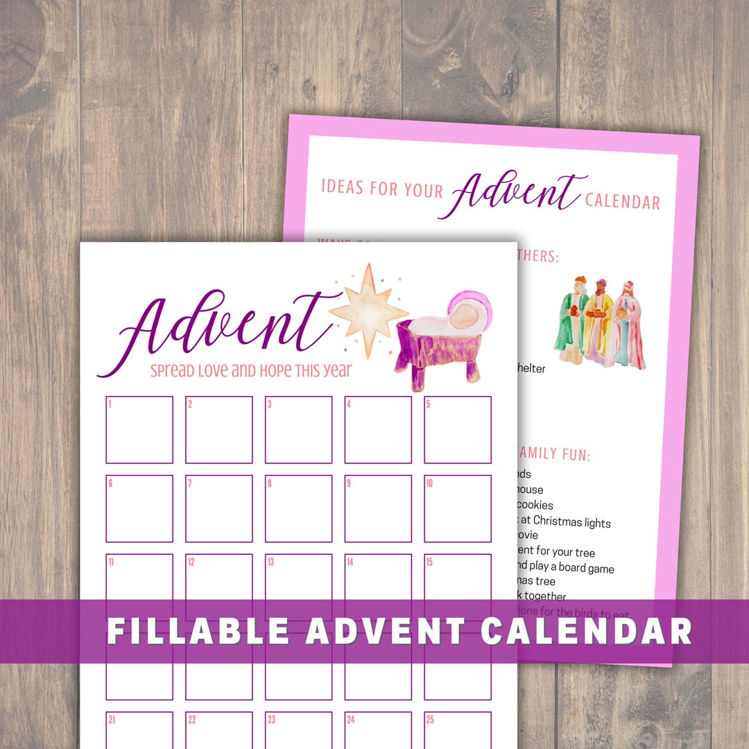 Editable Advent Calendar Printable, Christmas Countdown, Family ...