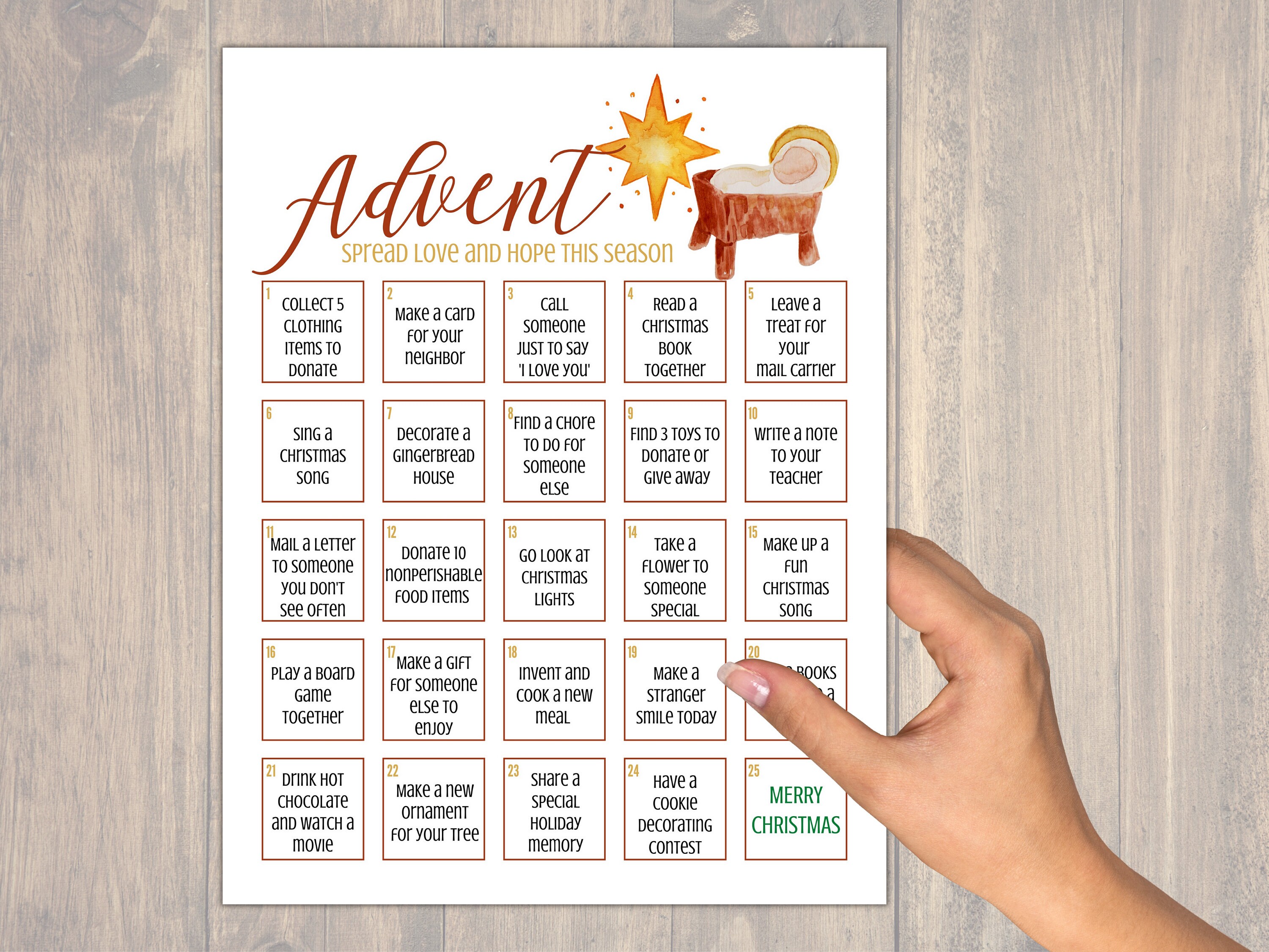 Advent Calendar Printable, Christmas Countdown, Family Activities ...
