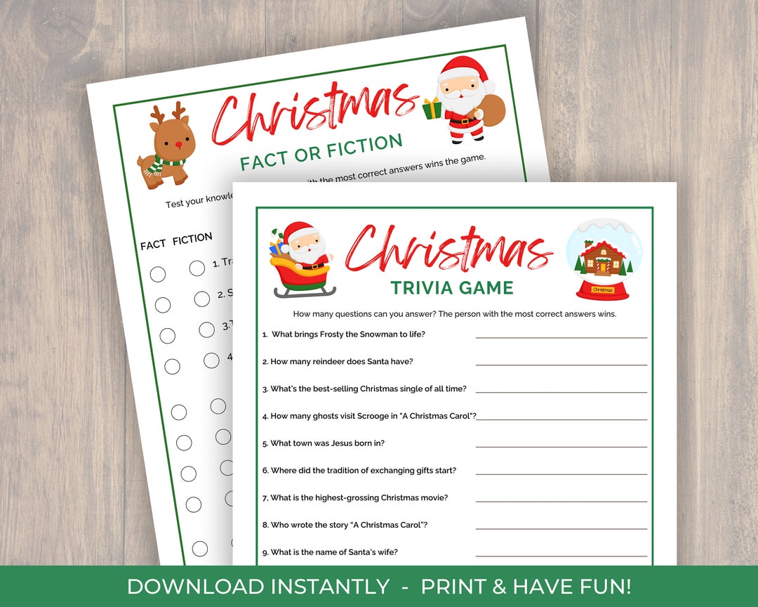 2 Christmas Trivia Printable Games, Christmas Movie Trivia, Winter ...