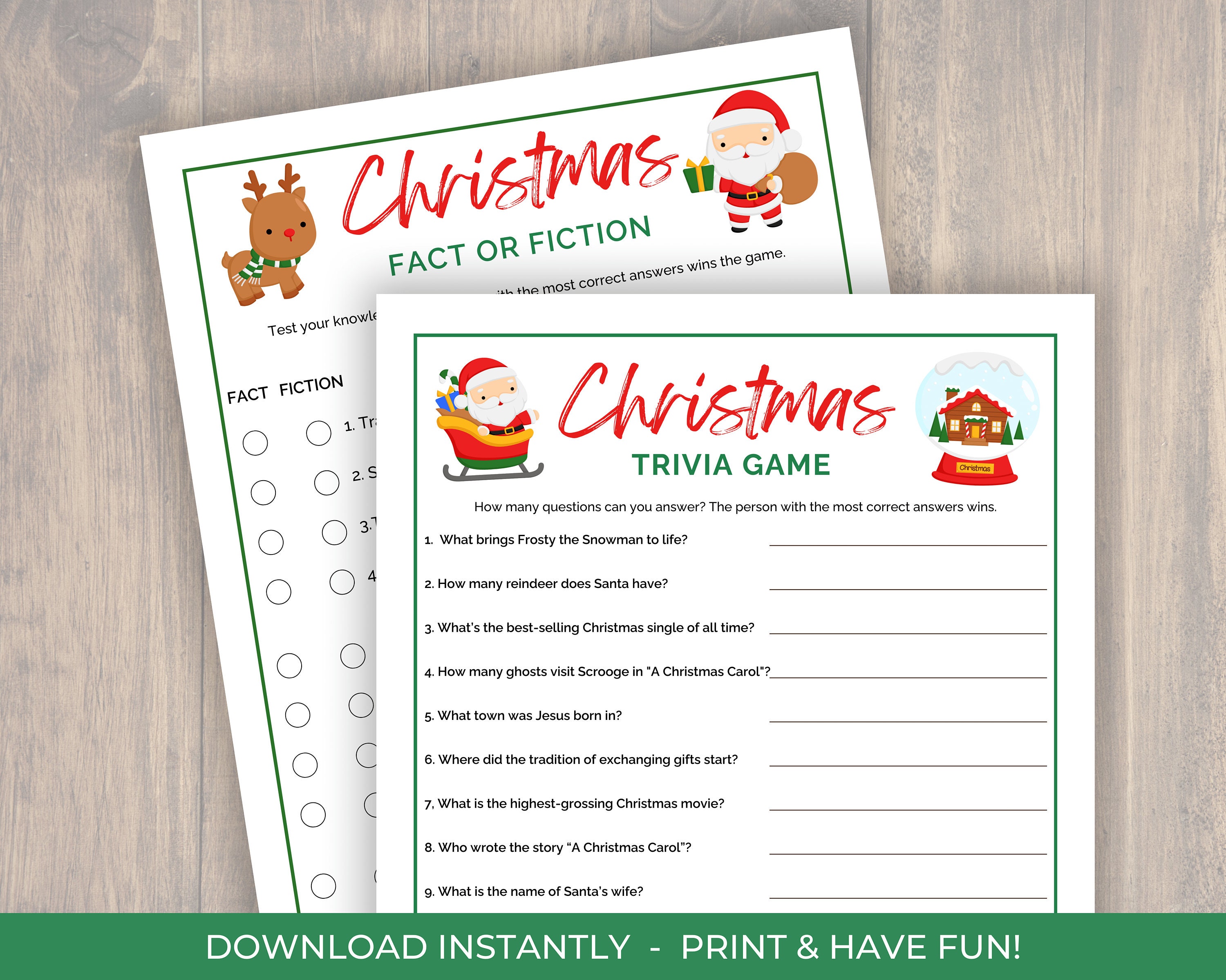 2 Christmas Trivia Printable Games, Christmas Movie Trivia, Winter ...