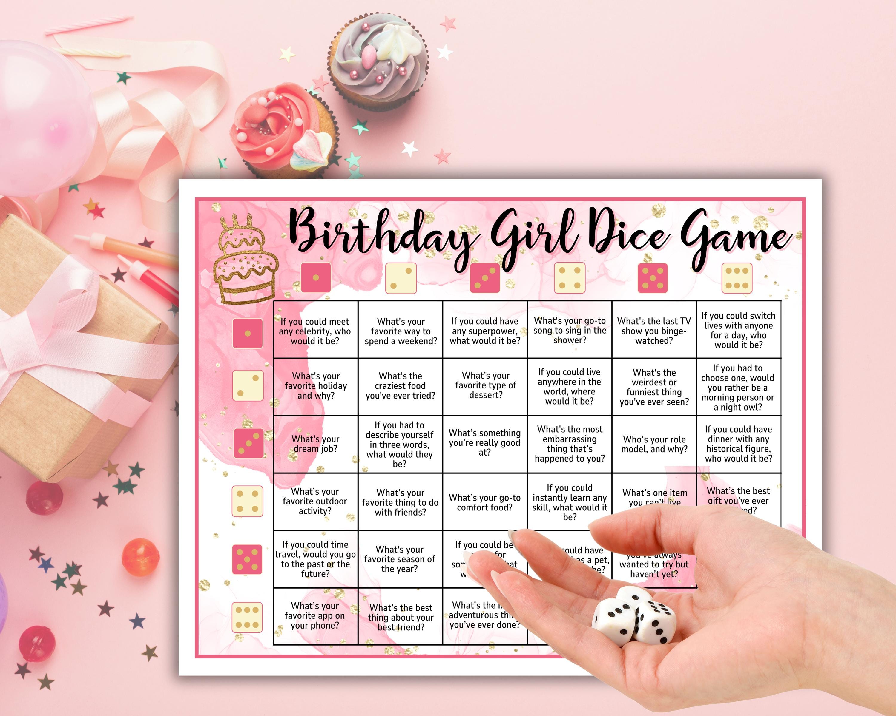 Birthday Party Dice Game, Slumber Party Games, Birthday Trivia, Teen ...