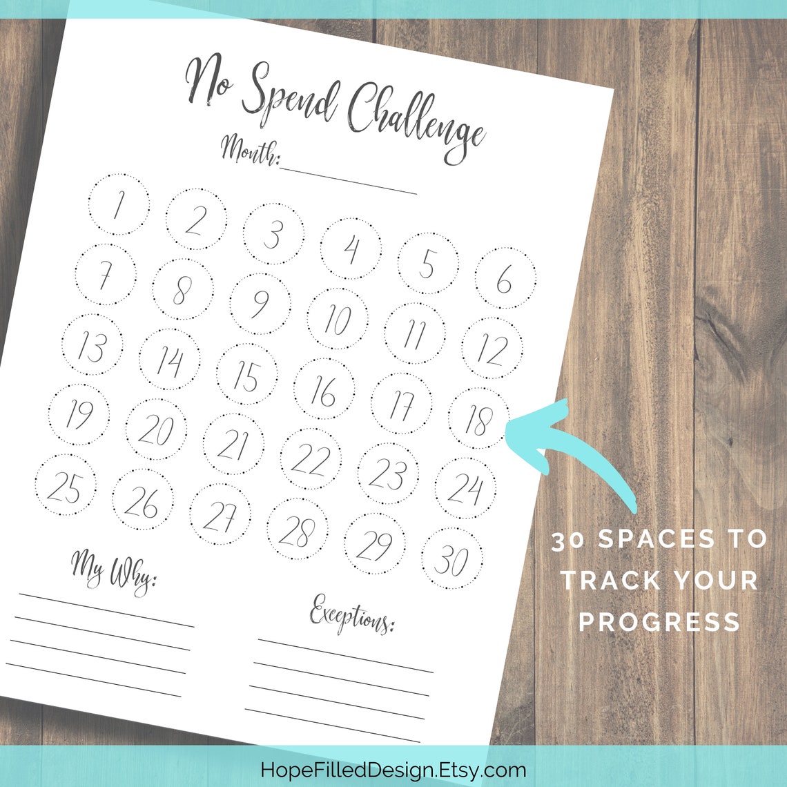 Savings Challenge Printable, No Spend Month, Goal Tracker, Savings ...