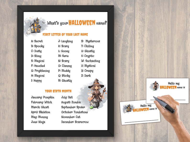 What's Your Halloween Name Game Printable Halloween Party - Etsy