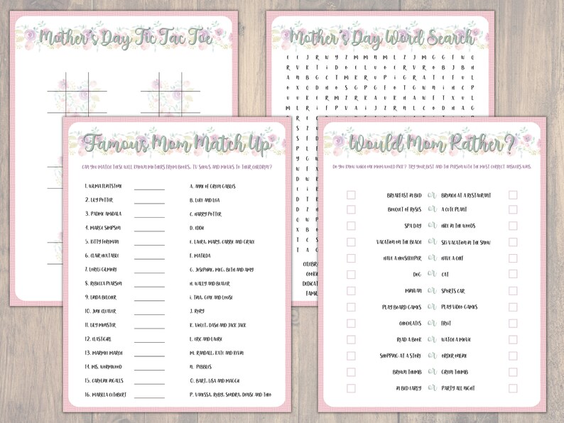 Printable Mother's Day Game Bundle, Mothers Day Brunch or Dinner ...