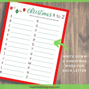 Christmas A to Z Game Printable, ABC Christmas Game, Kids Classroom ...
