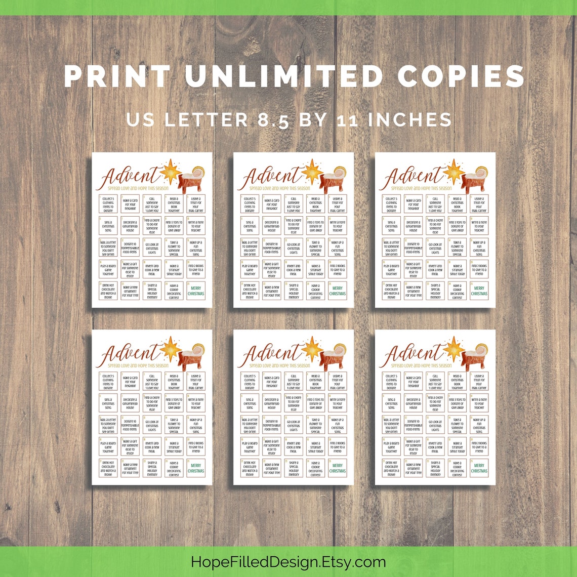 Advent Calendar Printable Christmas Countdown Family - Etsy