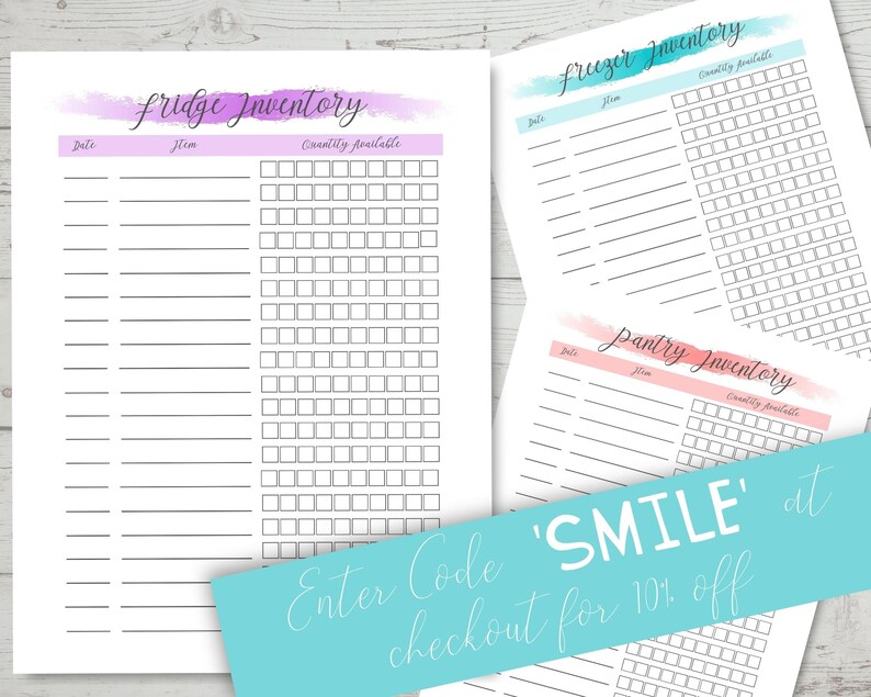 Printable Kitchen Inventory Bundle Freezer Inventory Pantry | Etsy