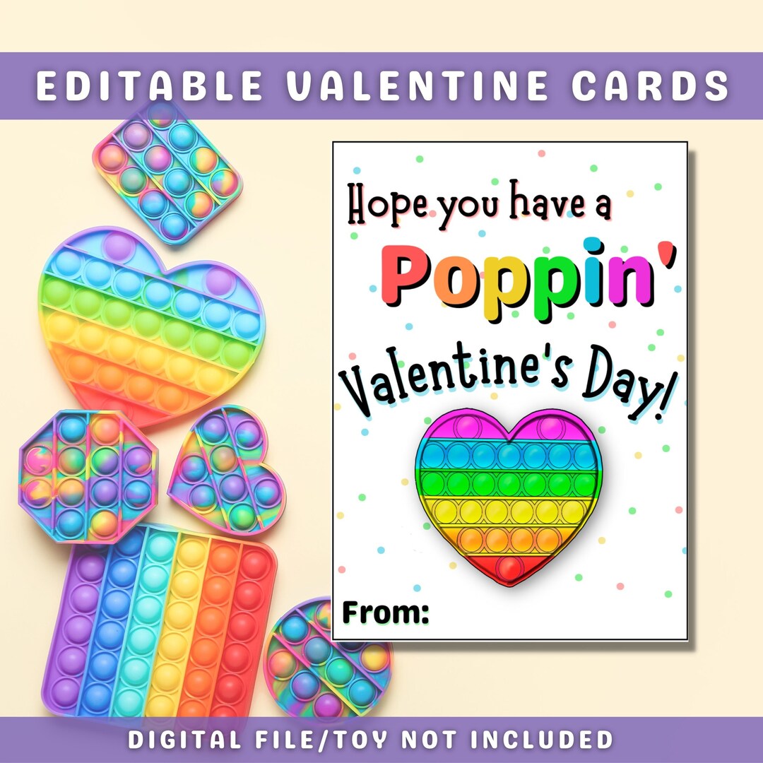 Pop It Kids Valentine's Day Card Printable Classroom - Etsy