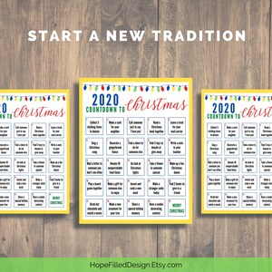 Christmas Countdown Calendar Family Activities Christmas | Etsy