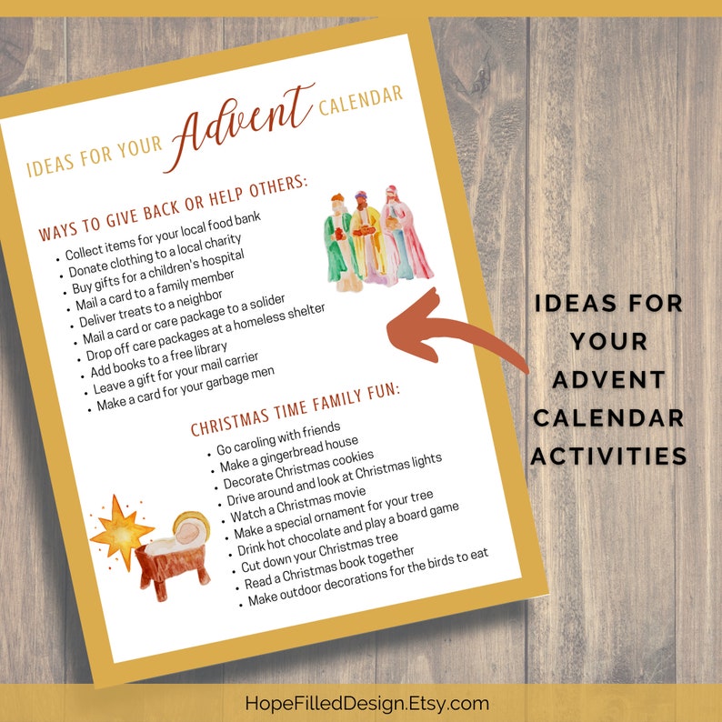 Editable Advent Calendar Printable, Christmas Countdown, Family ...