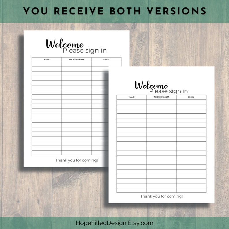 Open House Sign in Sheet Reception Sign Attendance Sheet - Etsy