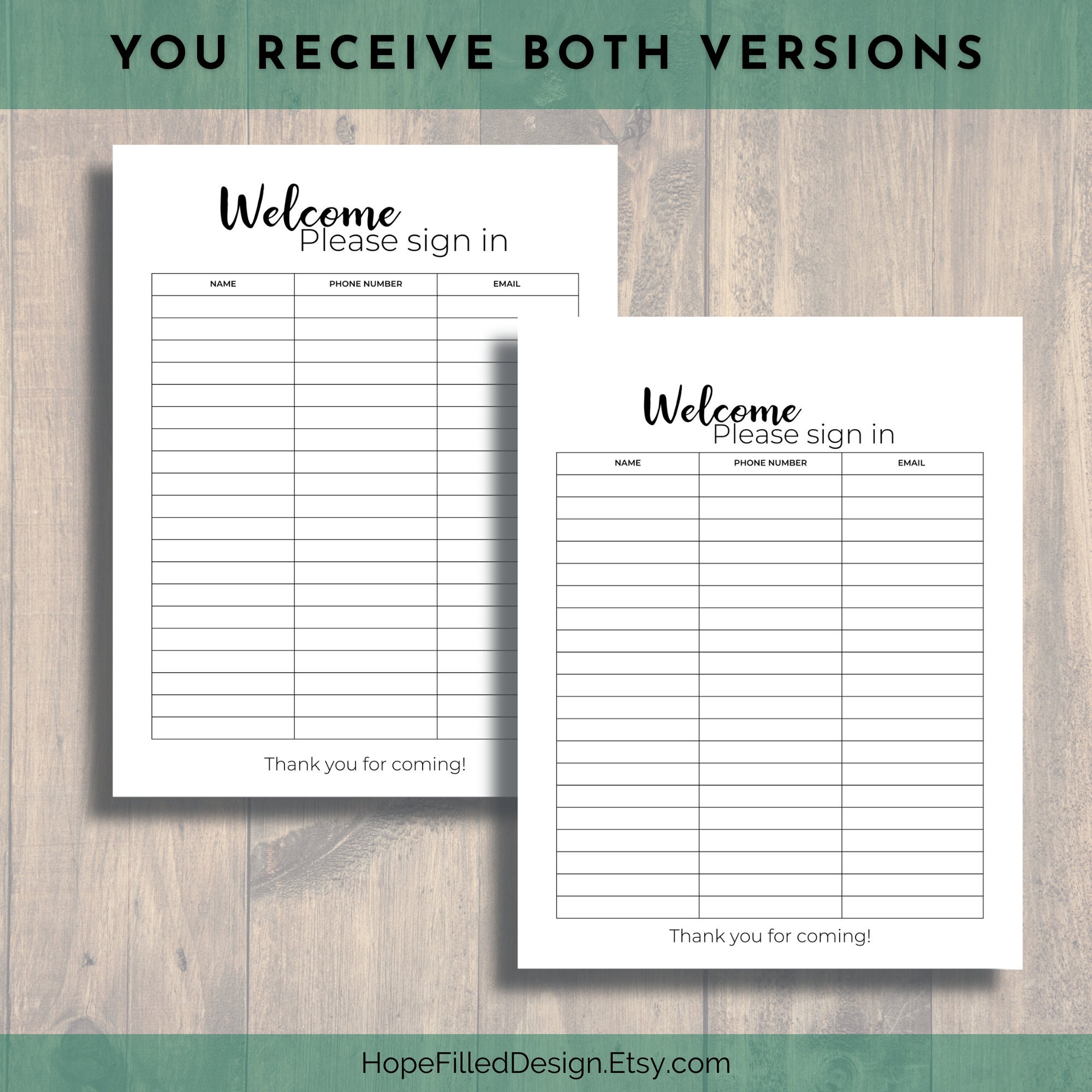 Open House Sign in Sheet Reception Sign Attendance Sheet - Etsy