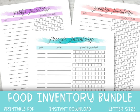 Printable Kitchen Inventory Bundle Freezer Inventory Pantry | Etsy