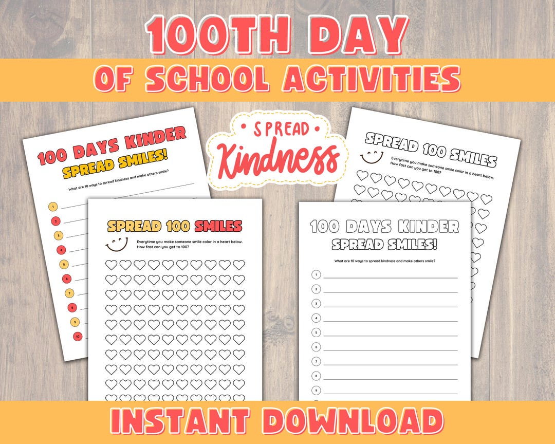100th Day of School Printble Worksheet, 100th Day Activity for Kids ...