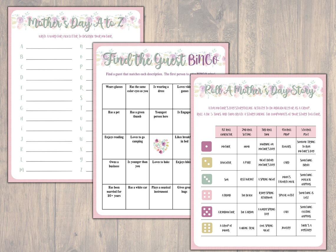 Printable Mother's Day Game Bundle, Mothers Day Brunch or Dinner ...
