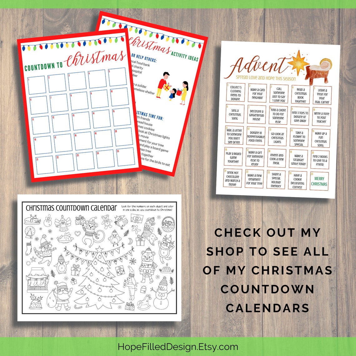 Christmas Countdown Calendar, Family Activity Christmas Calendar ...