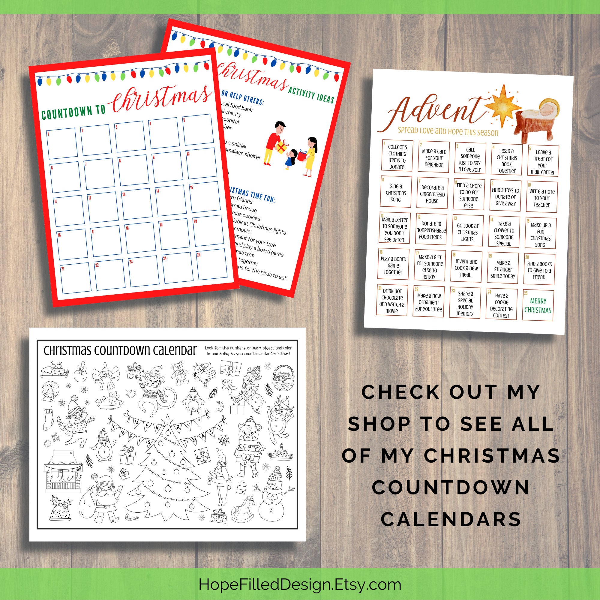 Christmas Countdown Calendar, Family Activity Christmas Calendar ...