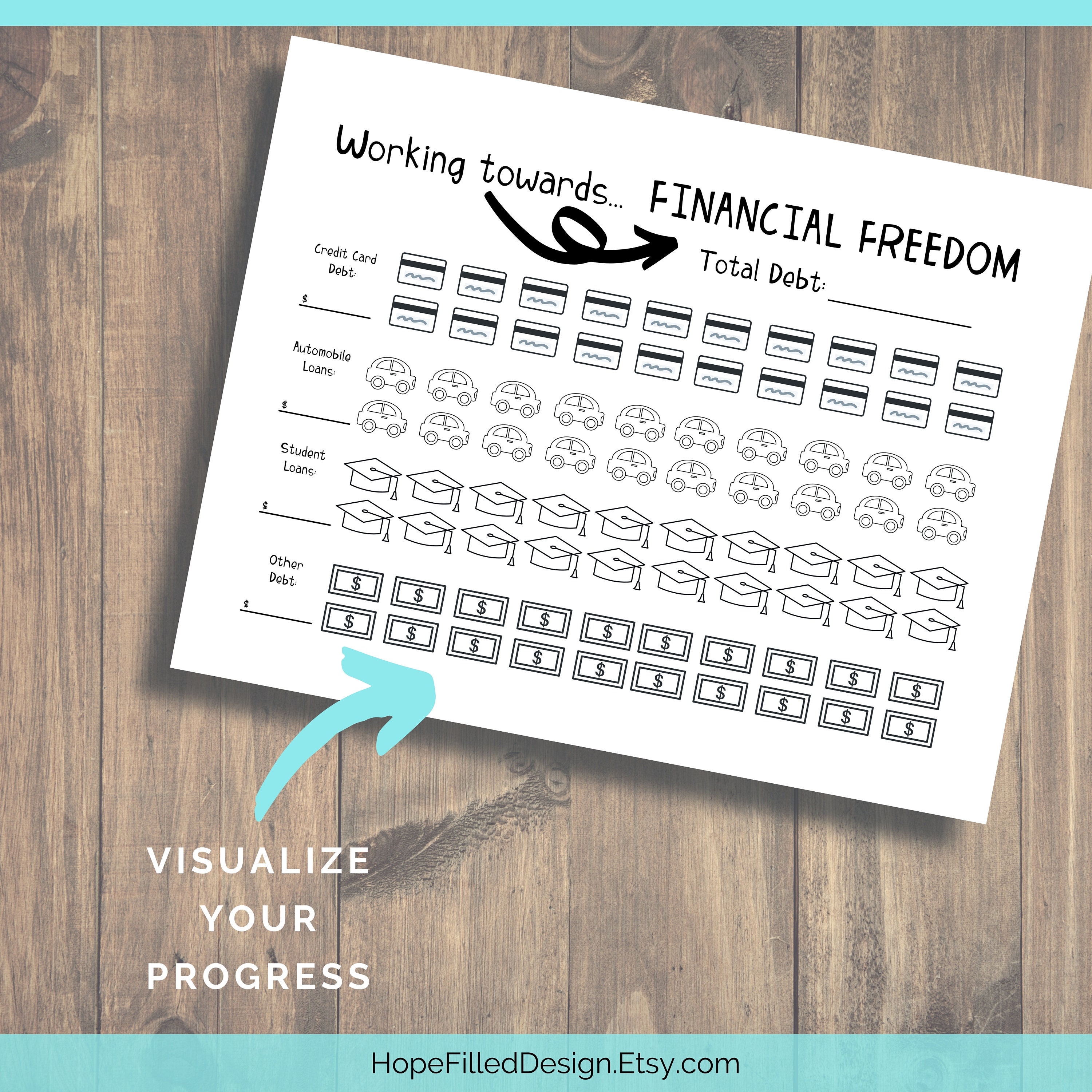 Debt Tracker Printable, Financial Freedom, Debt Free, Debt Snowball ...