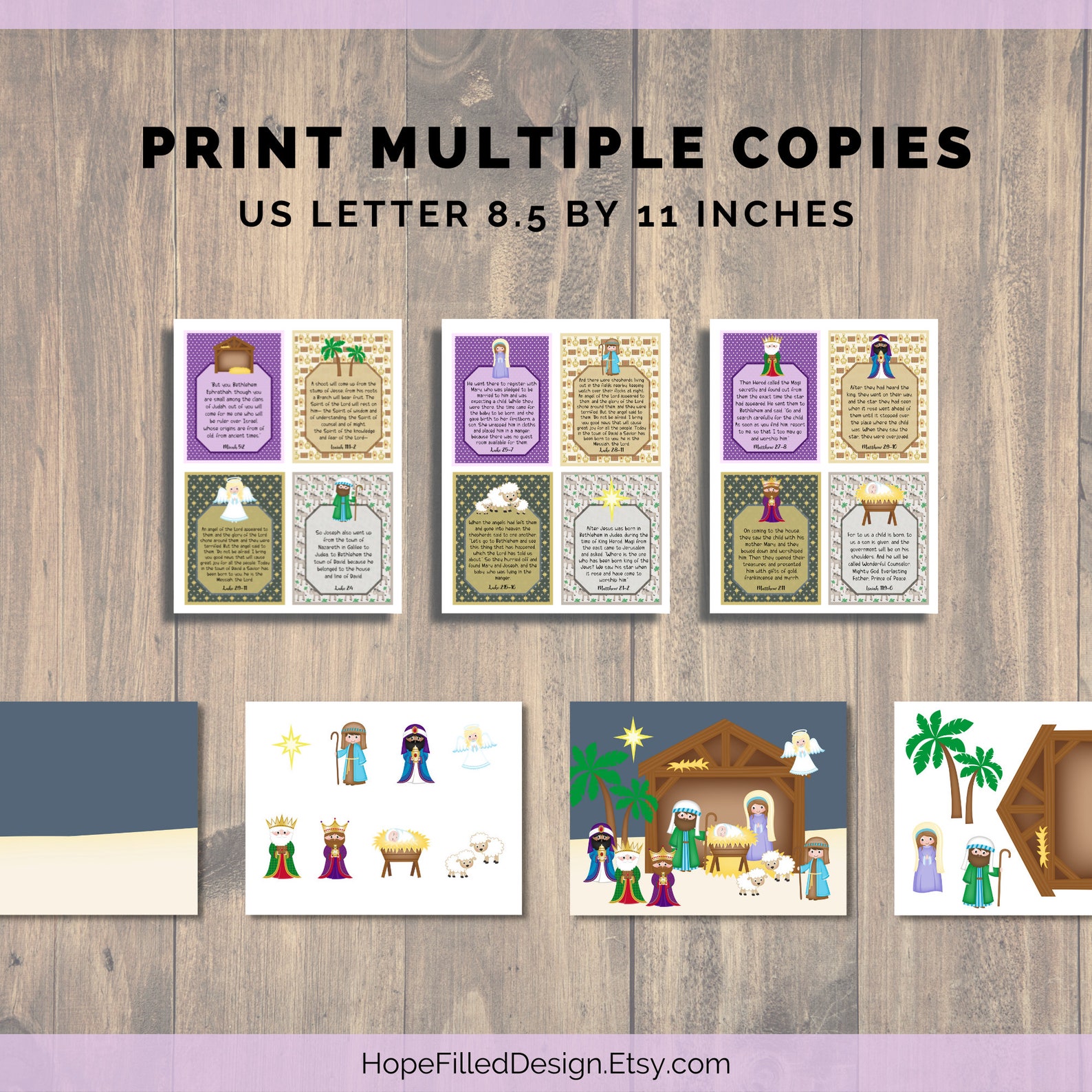 Advent Calendar Printable for Kids, Nativity Scene Family Activity, 12 ...