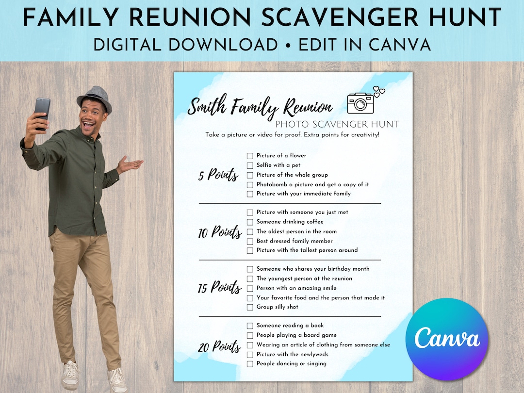 Editable Family Reunion Photo Scavenger Hunt, Family Reunion Games ...