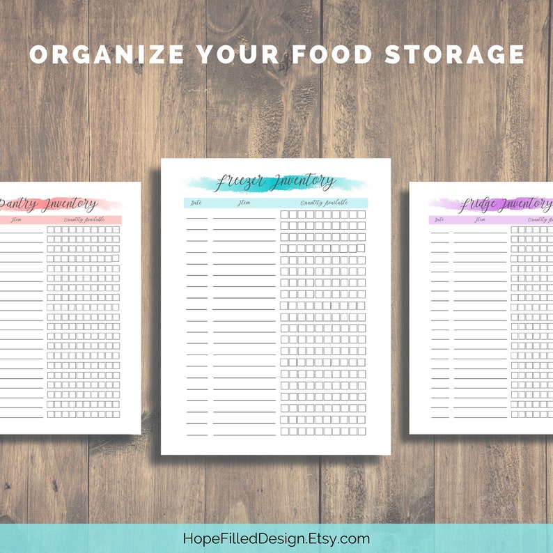 Printable Kitchen Inventory Bundle, Freezer Inventory, Pantry Inventory ...