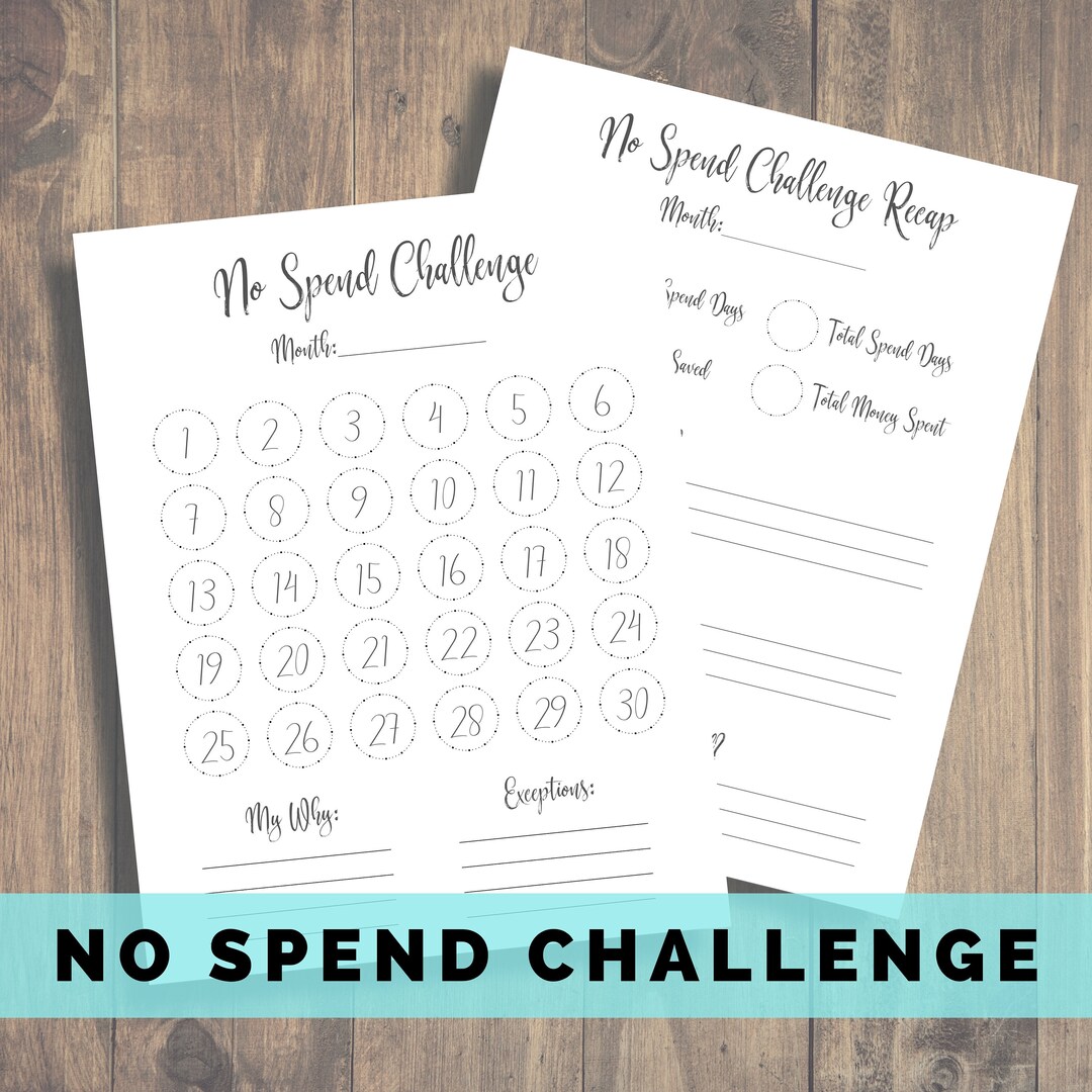 Savings Challenge Printable, No Spend Month, Goal Tracker, Savings ...