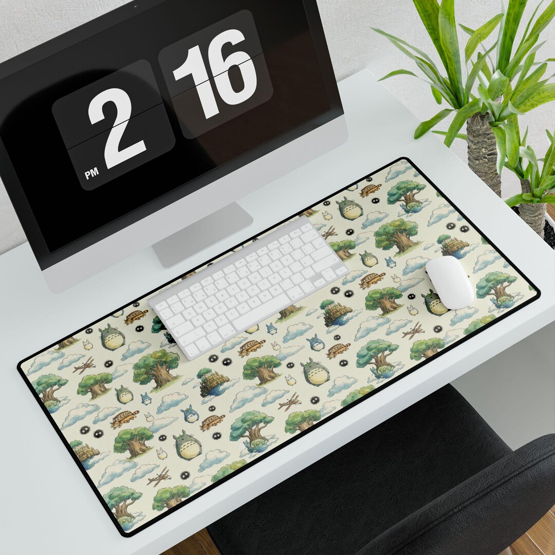 Miyazaki Inspired Forest Characters Desk Mat | Totoro Pattern Desk Mat ...