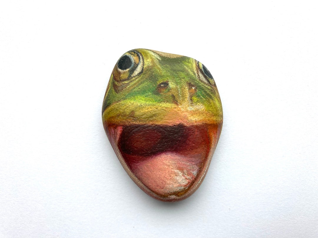 Frog Worry Stone Animal Rock Art Frog Rock - Etsy