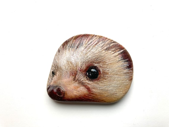 Hedgehog Rock Animal Rock Art Animal Worry Stone - Etsy
