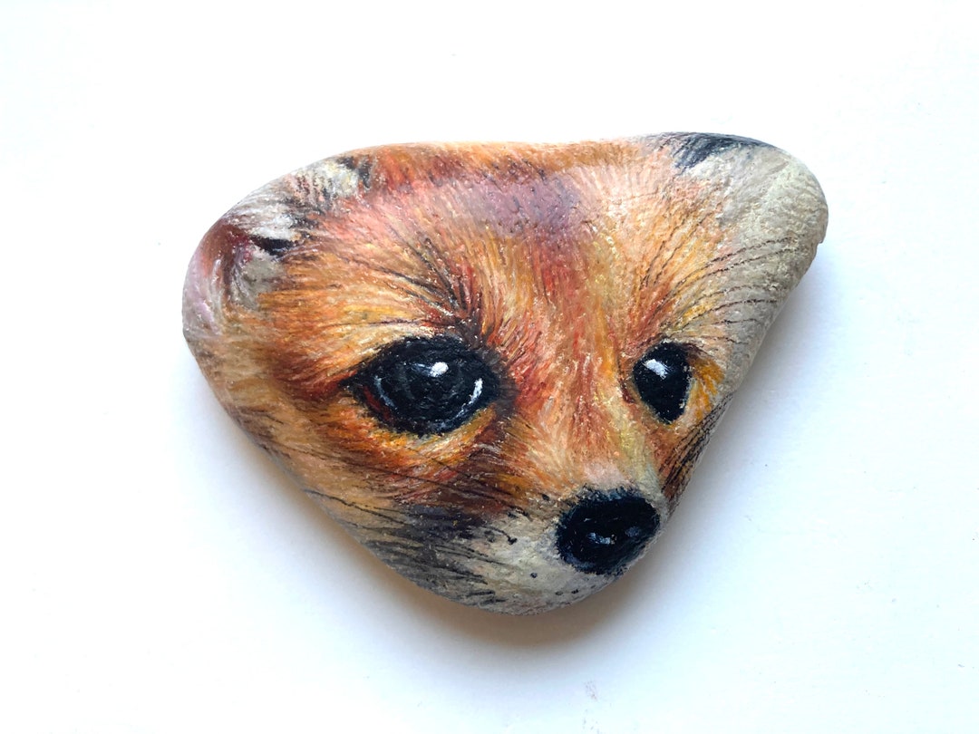 Fox Rock Animal Rock Art Fox Paperweight - Etsy