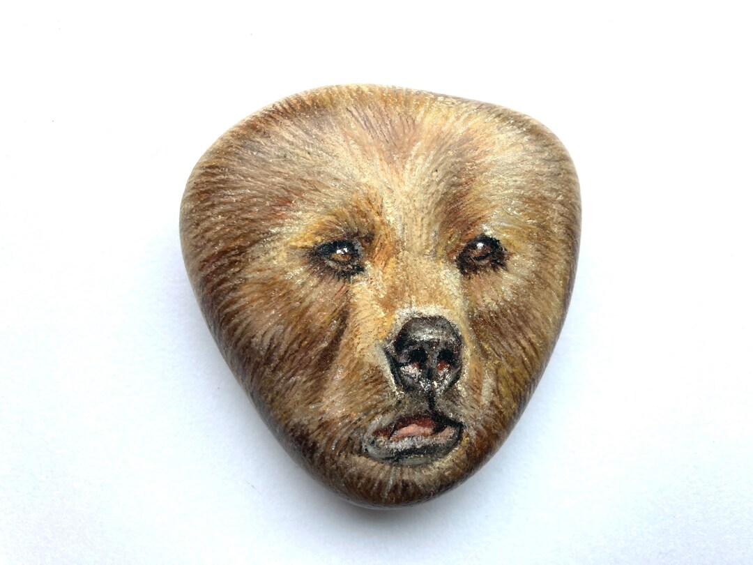 Bear Rock | Grizzly Bear Paperweight | Animal Rock Art - Etsy