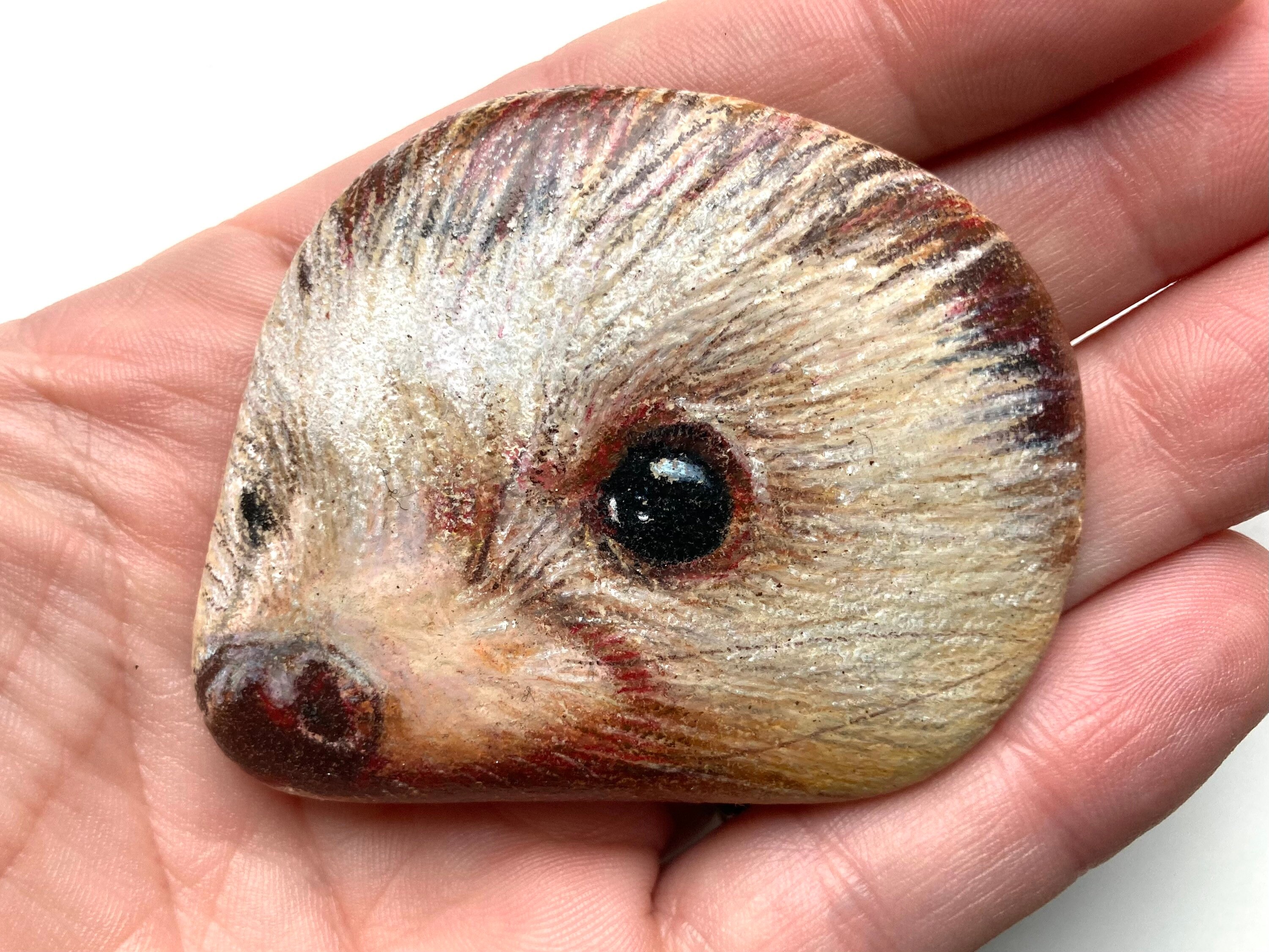 Hedgehog Rock Animal Rock Art Animal Worry Stone - Etsy