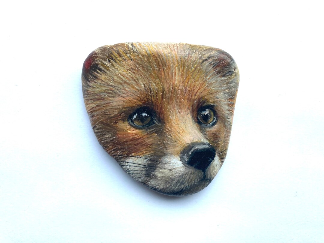 Fox Rock | Animal Rock Art | Fox Worry Stone | Paperweight - Etsy