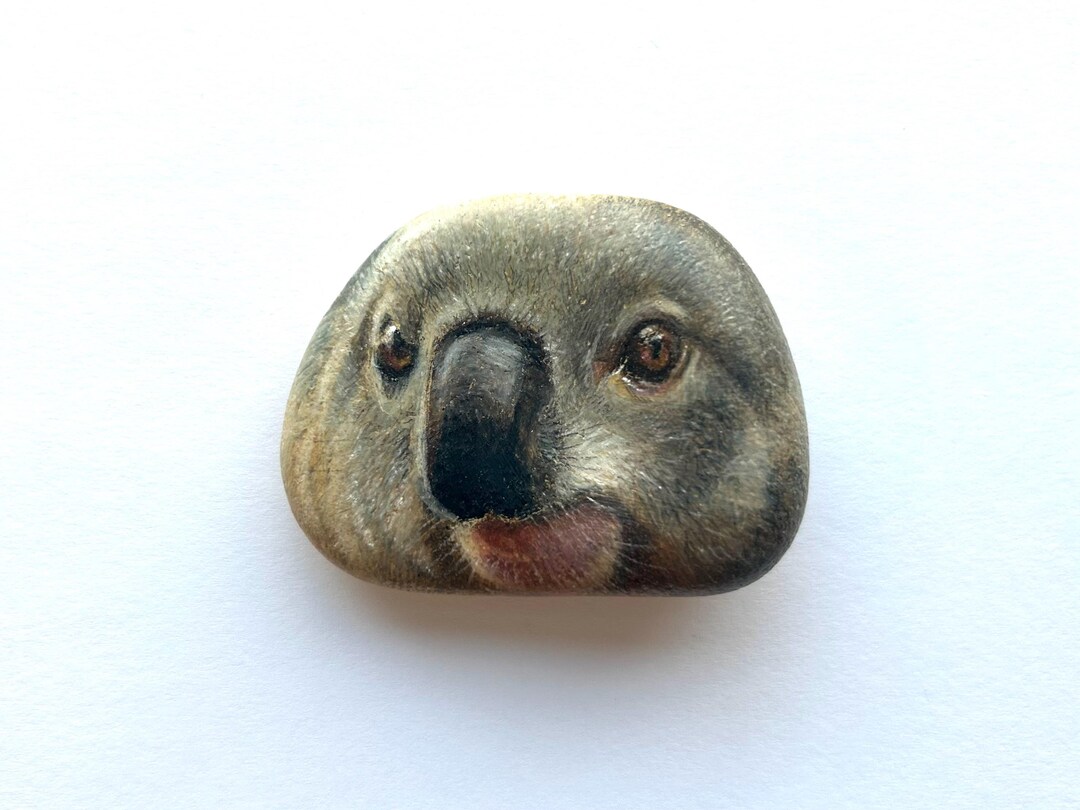 Koala Rock Koala Worry Stone Animal Rock Art - Etsy