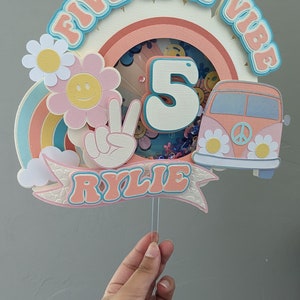Groovy Cake Topper, Five is a Vibe Cake Topper, Fifth Birthday - Etsy