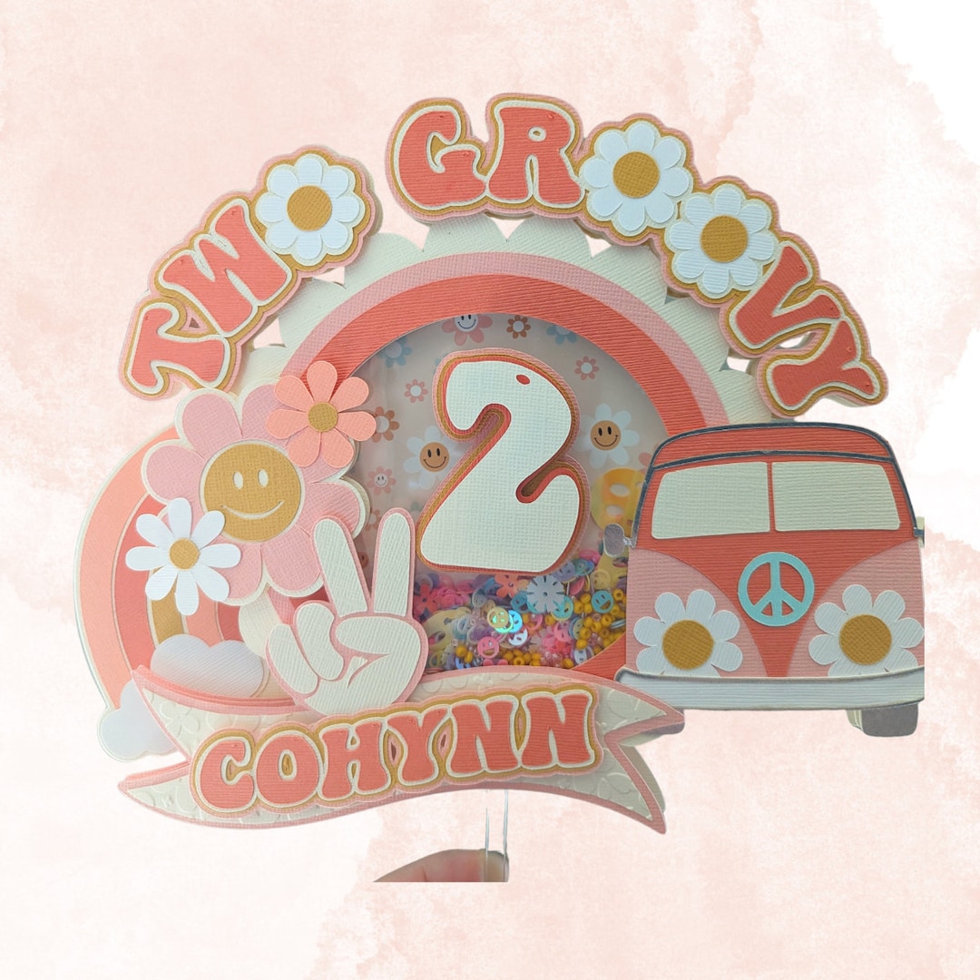 Two Groovy Cake Topper, Groovy Birthday Party, Two Groovy Cake, Two ...