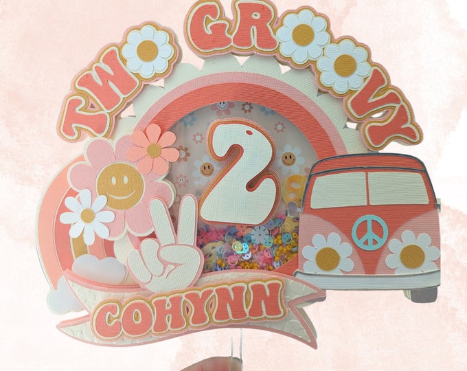 Two Groovy Cake Topper, Groovy Birthday Party, Two Groovy Cake, Two ...