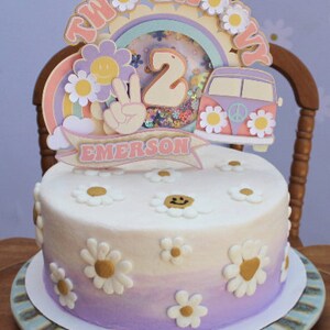 Two Groovy Cake Topper, Groovy Birthday Party, Two Groovy Cake, Two ...