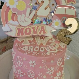 Two Groovy Cake Topper, Groovy Birthday Party, Two Groovy Cake, Two ...