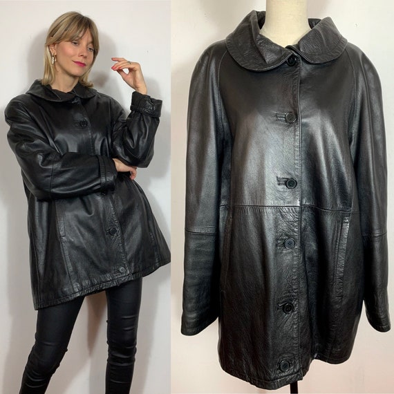 Vintage nappa leather coat, Vintage leather jacket, O… - Gem