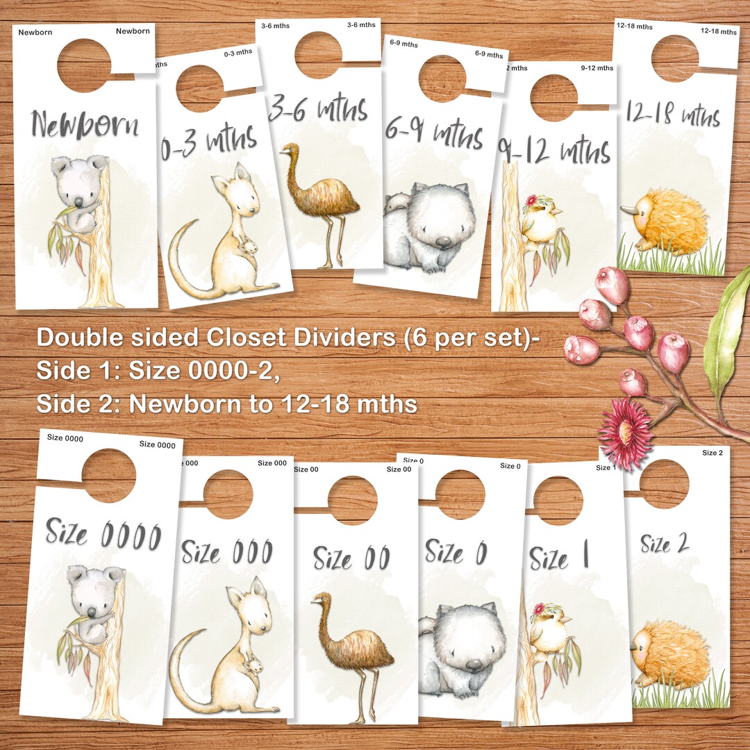 Australian Animals Baby Wardrobe Dividers double Sided_013 - Etsy