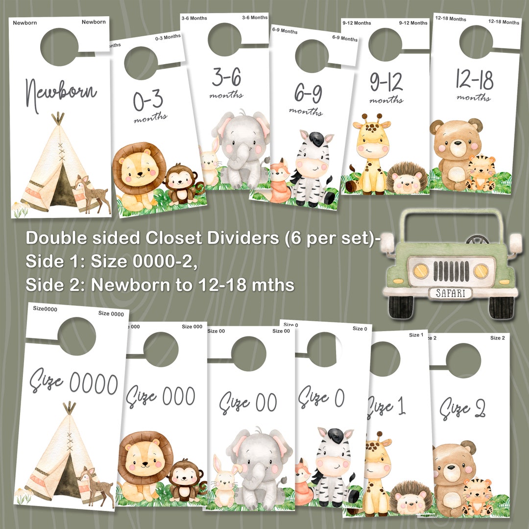 Wild Animals Baby Wardrobe Dividers double Sided_021 - Etsy