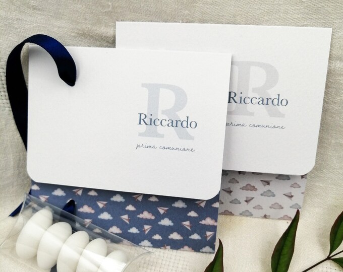 First Communion Placeholder Invitation With Dragees Tube, Personalized ...