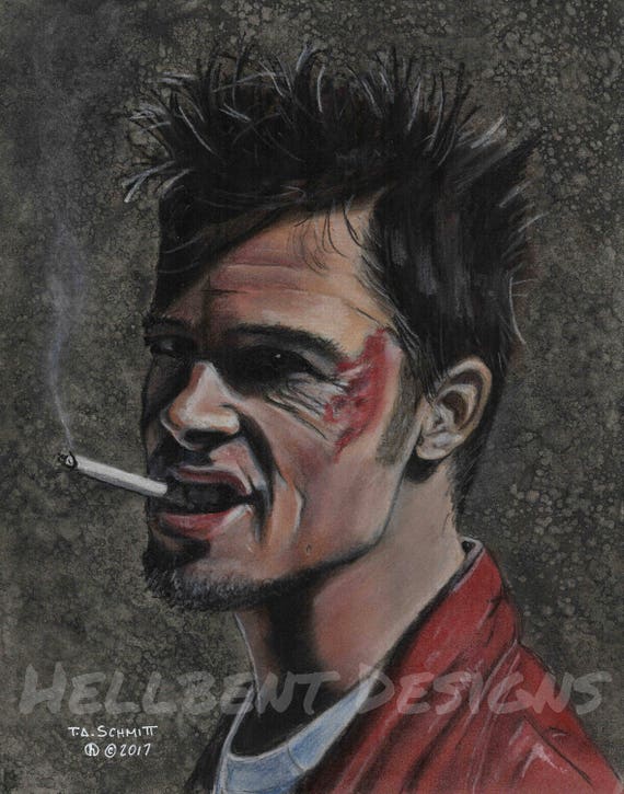 Original Art Print Tyler Durden Painting Fight Club Brad | Etsy