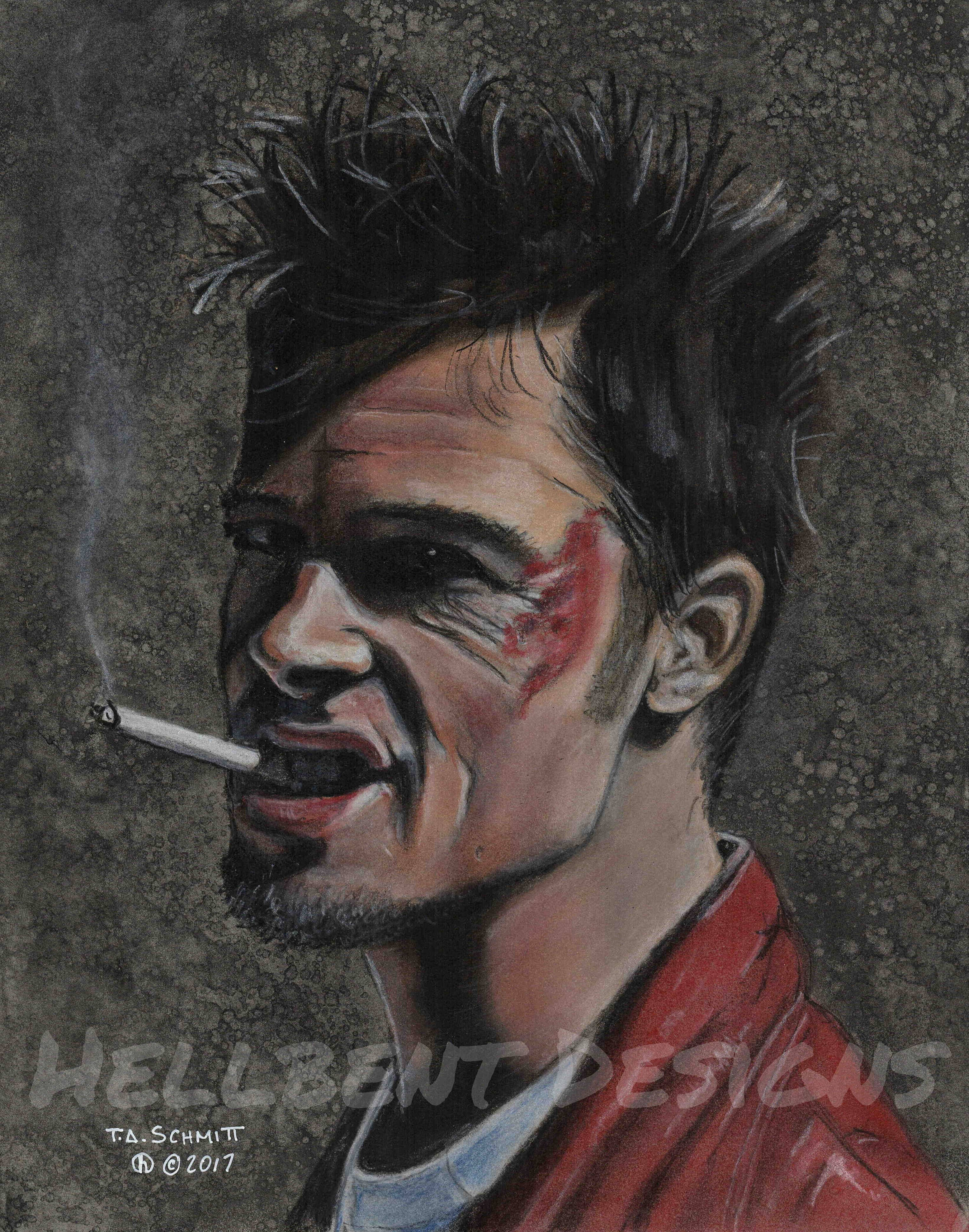 Original Art Print Tyler Durden Painting, Fight Club, Brad Pitt, T.A ...