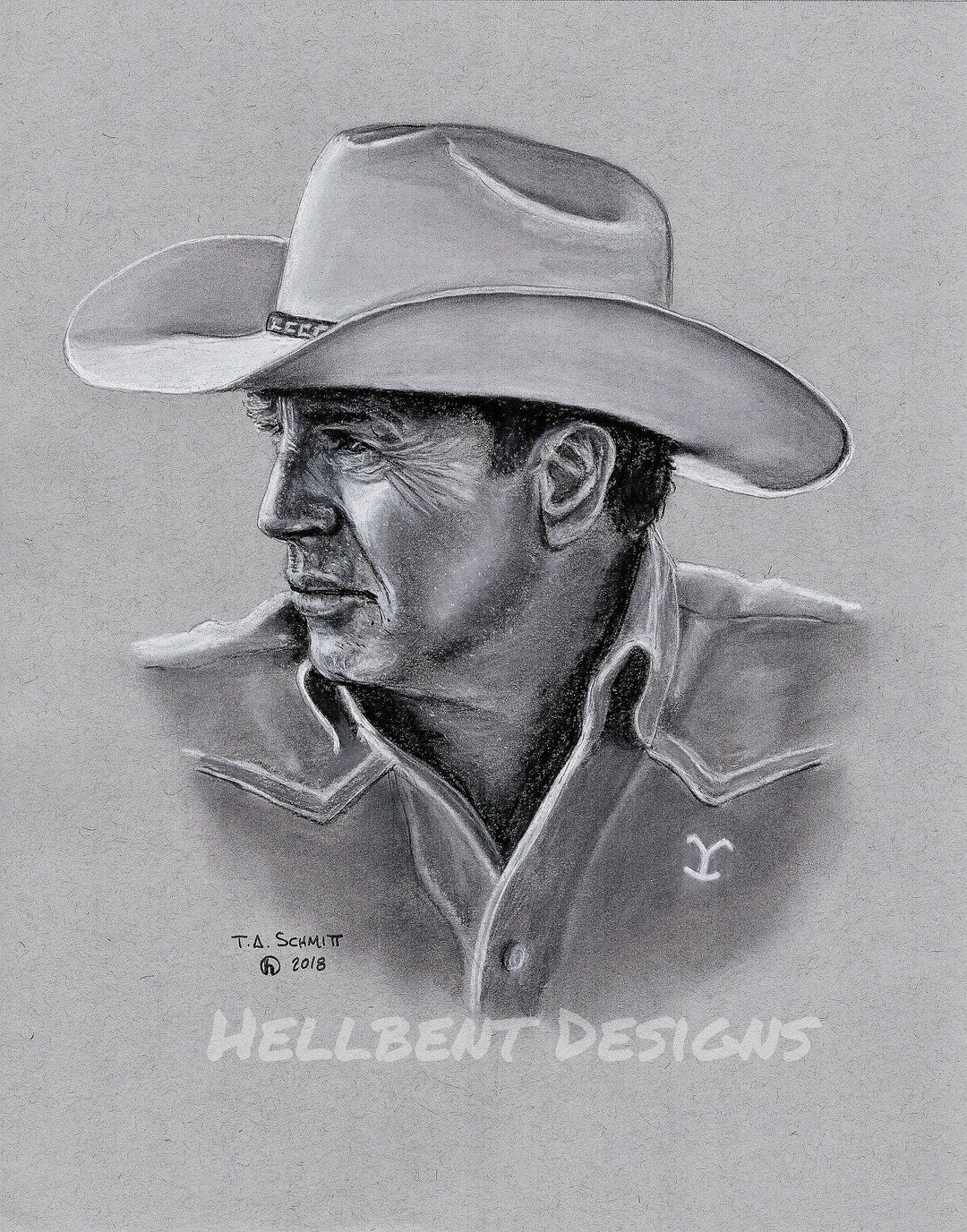 Original Art Print - John Dutton, Yellowstone, Kevin Costner, T.A ...