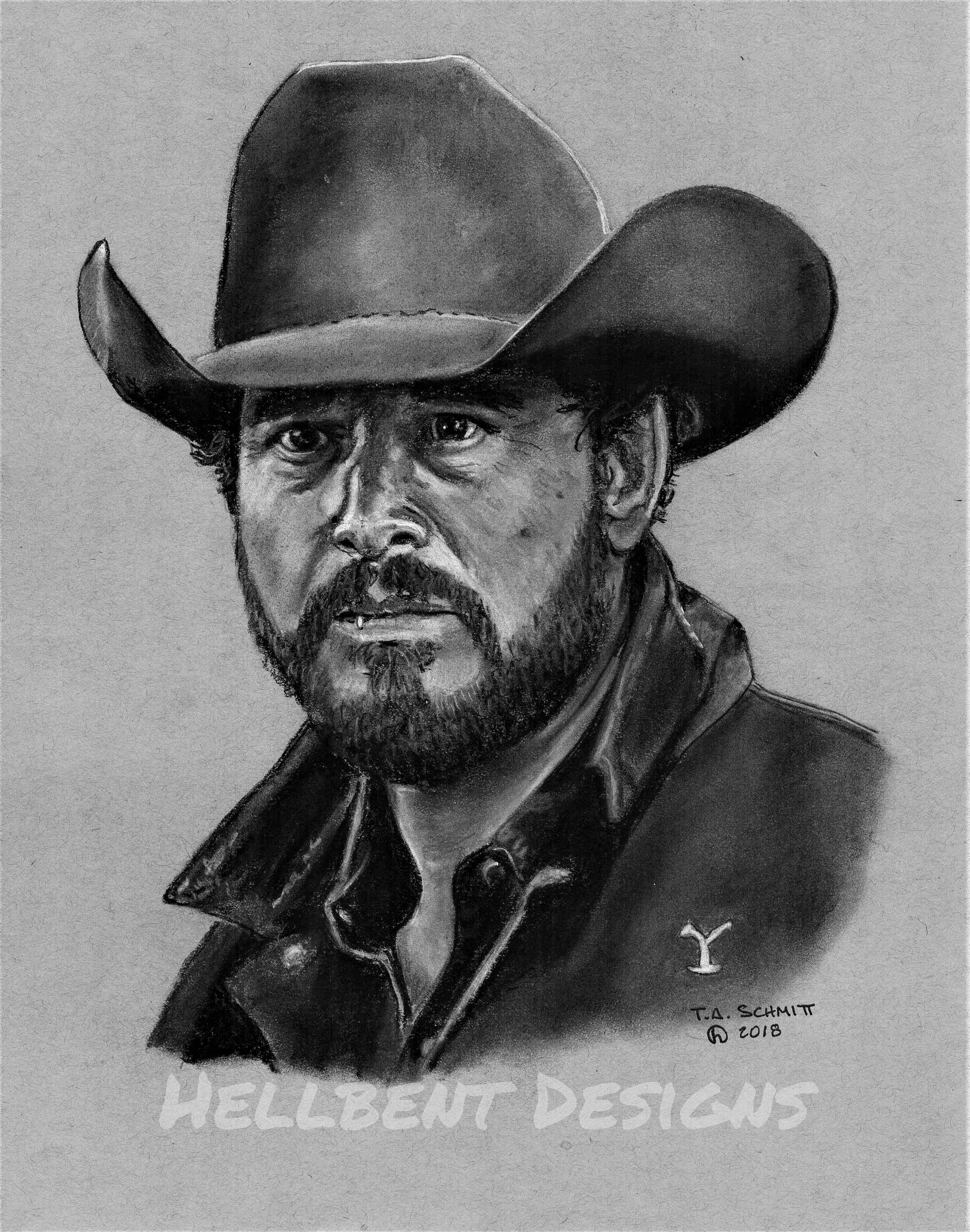Original Art Print Rip Wheeler Yellowstone Cole Hauser - Etsy