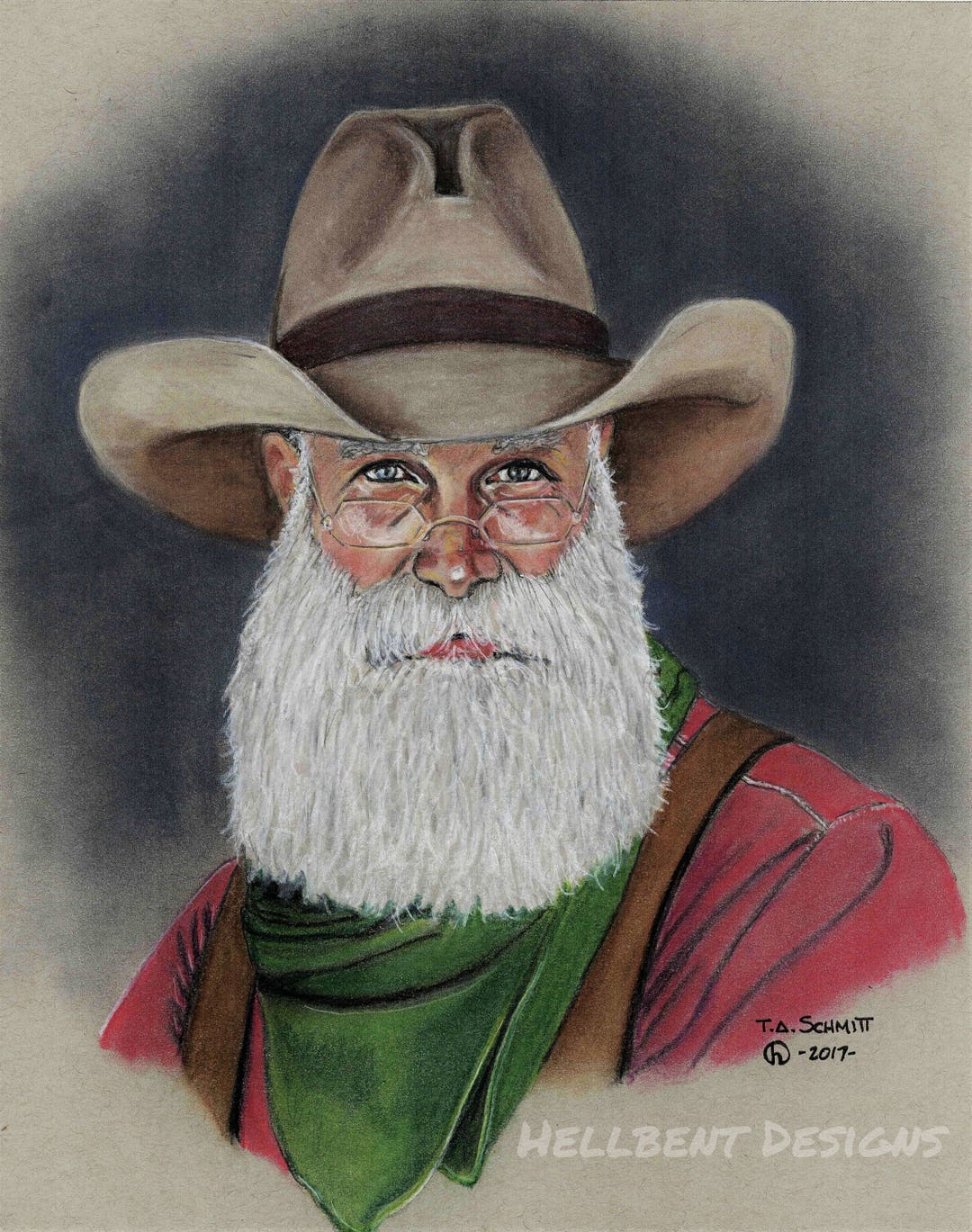 Original Art Print - Buckaroo Santa, Cowboy Christmas, T.A. Schmitt ...